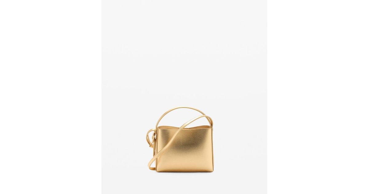 Mango Metallic Mini-shopper Bag in Natural | Lyst