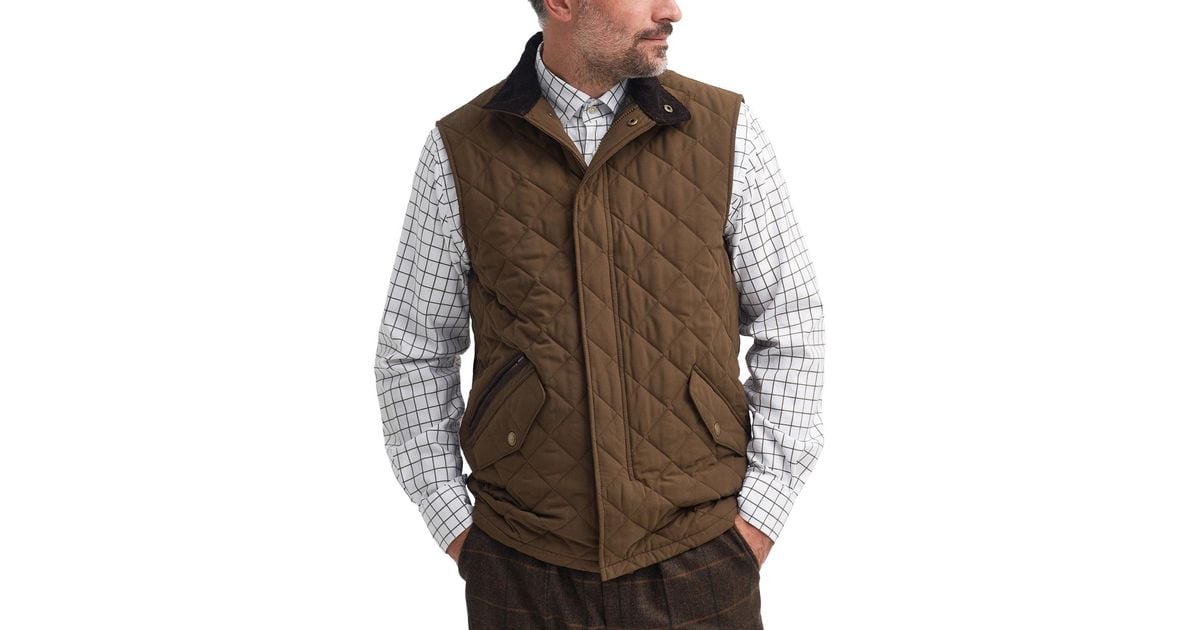 Barbour Shoveler Quilted Gilet Vest In Brown For Men Lyst