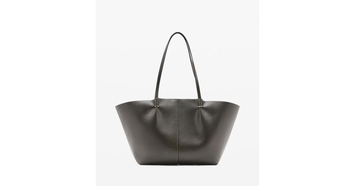 Mango Metallic Details Shopper Bag in Gray | Lyst
