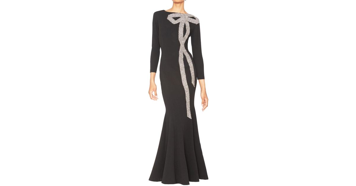 White Tie By Shani Bow Trim Detail Gown in Black | Lyst