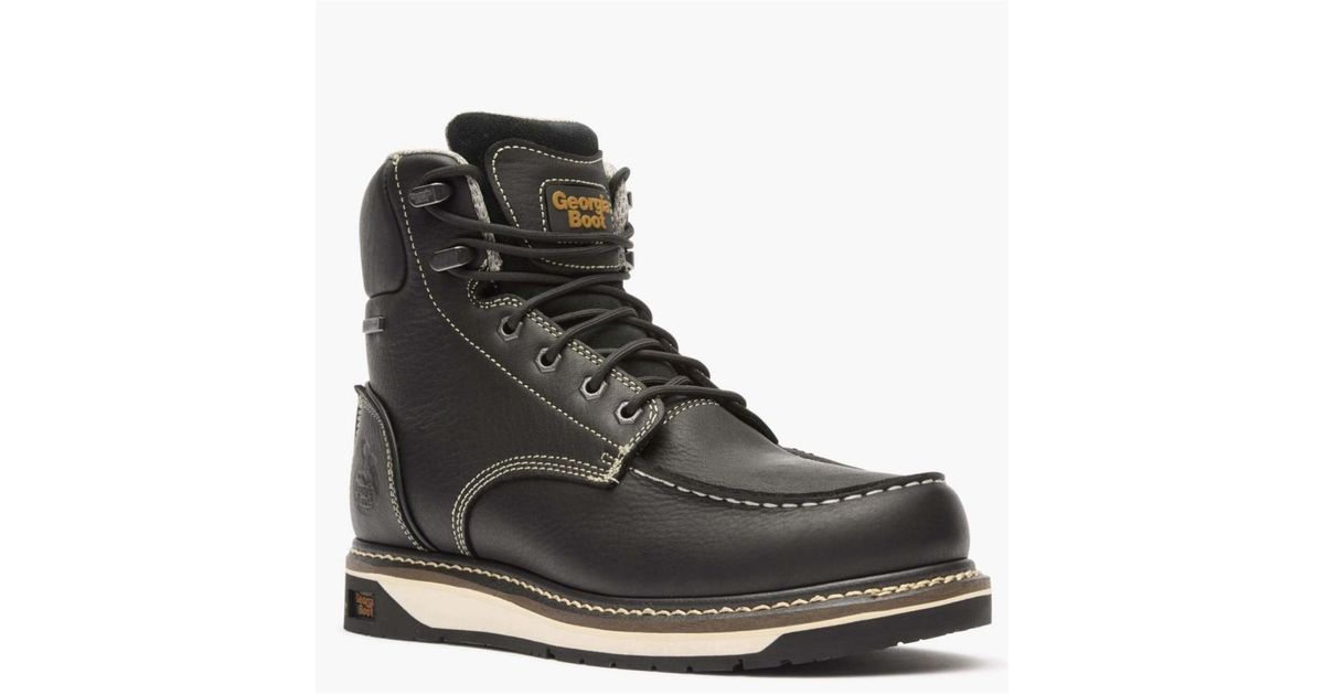 Georgia Boot Amp Lt Wedge Waterproof Moc-toe Work Boot in Black for Men ...