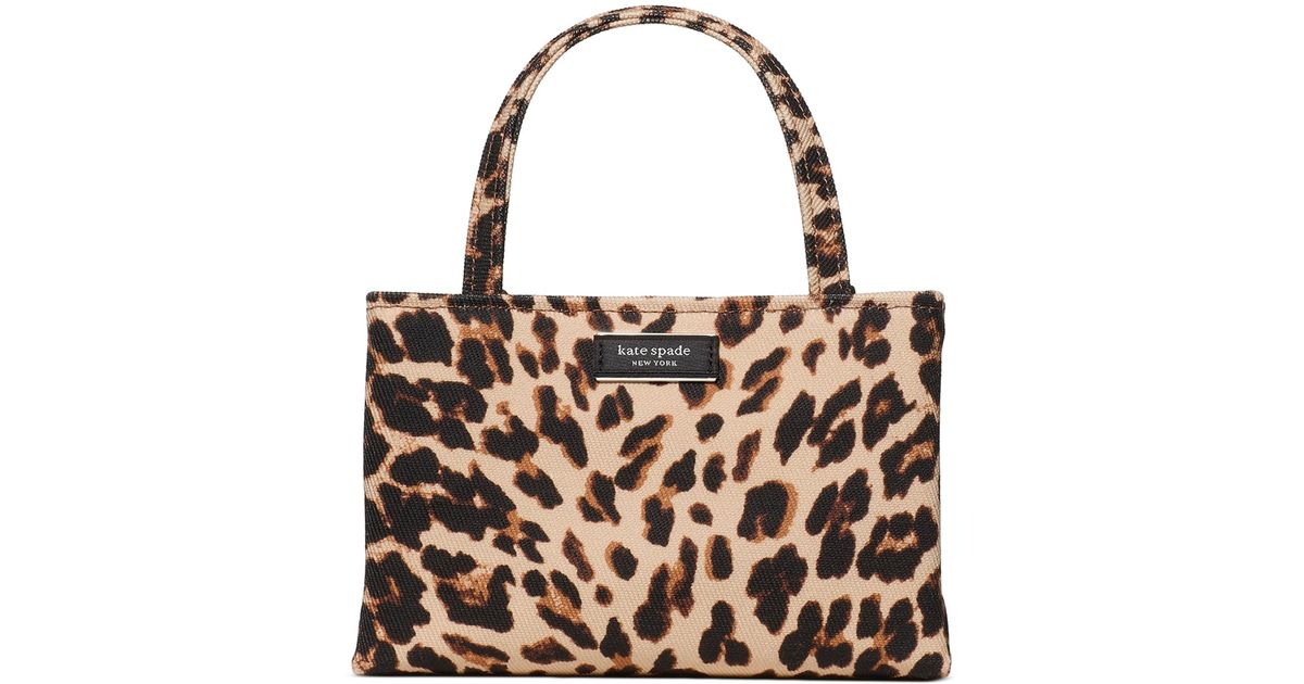 Kate Spade Sam Icon Leopard Print Mini Tote Bag in Brown | Lyst