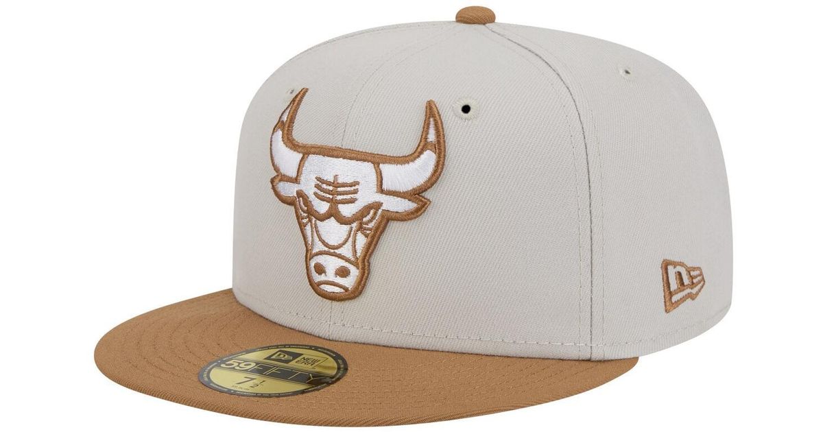 KTZ Cream/tan Chicago Bulls Color Pack 59fifty Fitted Hat in Metallic ...