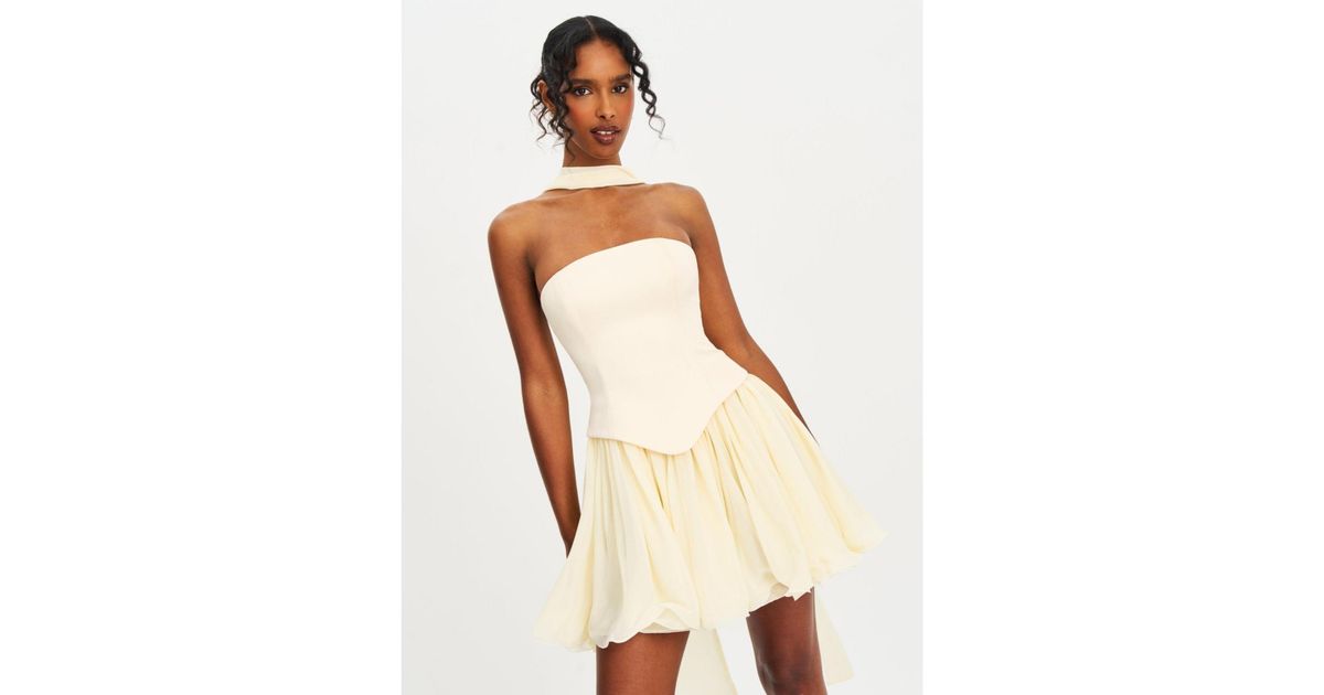 Miss Circle Valentina Butter Boned Curve Edge Peplum Mini Dress in ...