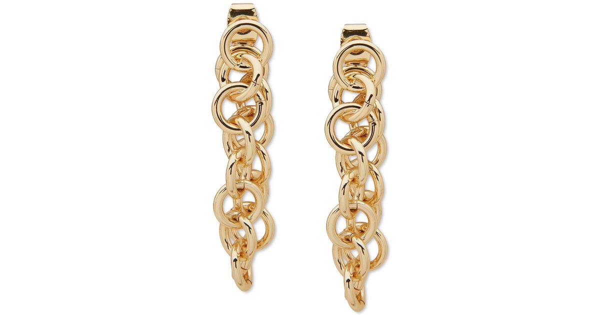 Anne Klein Tone Link Chain Front Back Hoop Earrings in Metallic | Lyst