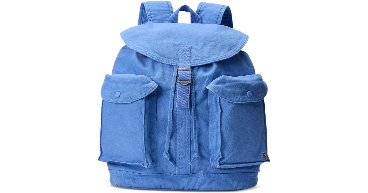 Polo Ralph Lauren Flap-top Canvas Backpack in Blue for Men | Lyst