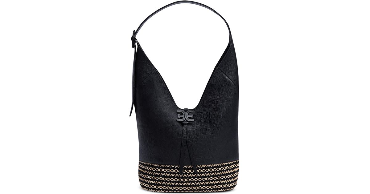 Sam Edelman Khiara Espadrille Large Leather Hobo Bag in Black | Lyst