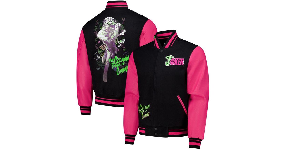 FREEZE MAX Black/pink Batman Joker Full-zip Varsity Jacket for Men | Lyst