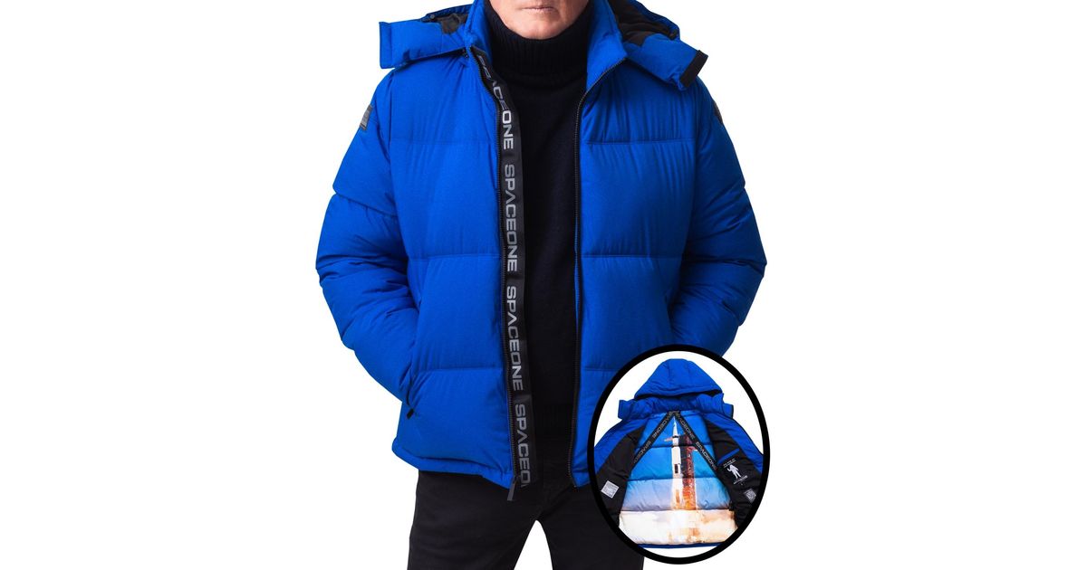 Space One Nasa Inspired Hooded Puffer Jacket in Blue for Men | Lyst