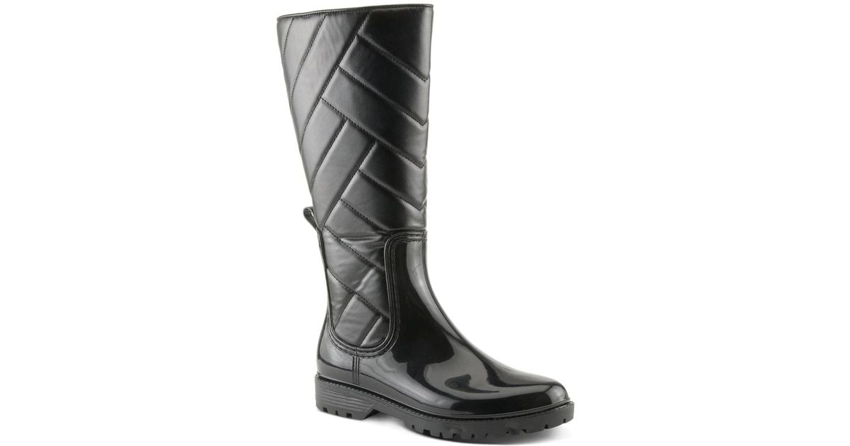Spring Step Maiza Waterproof Quilted Rain Boots in Black | Lyst