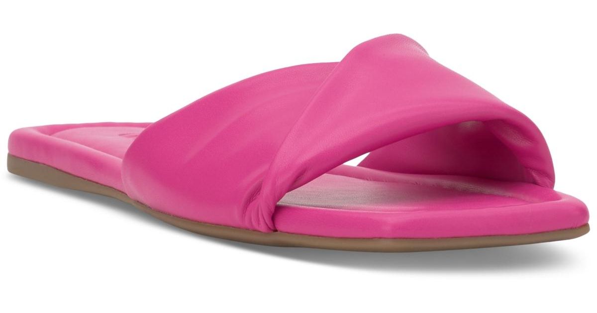 On 34th Catryn Slide Flat Sandals in Pink | Lyst