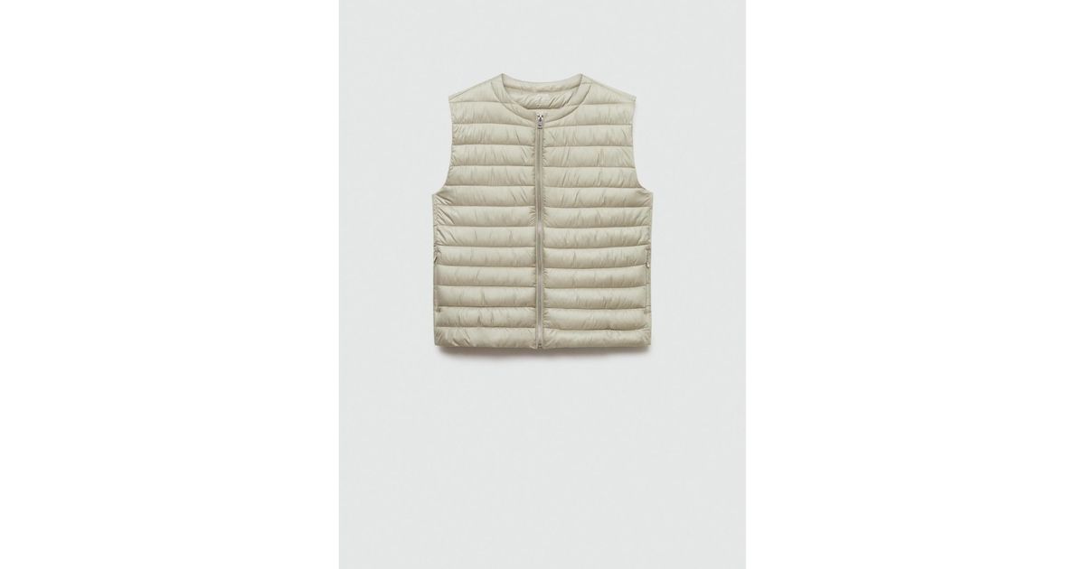 Mango Quilted Vest in White | Lyst