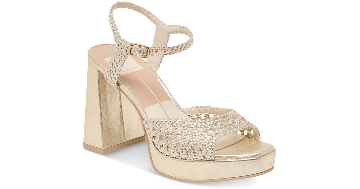 Dolce Vita Peyten Woven Two-piece Platform Dress Sandals in Metallic | Lyst