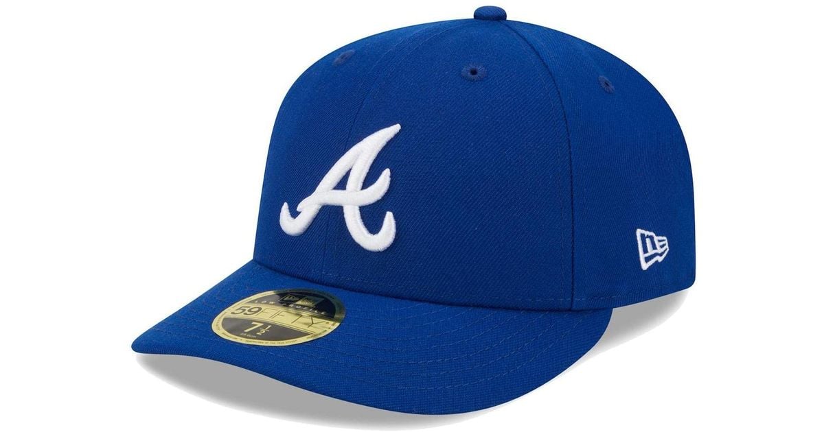KTZ Royal Atlanta Braves White Logo Low Profile 59fifty Fitted Hat in ...