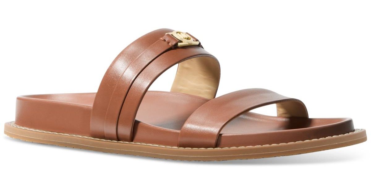 Michael Kors Michael Mandy Flat Sandals in Brown | Lyst
