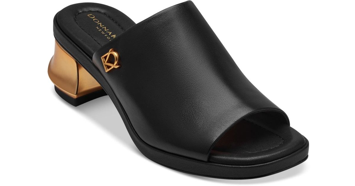 Donna Karan Tinley Leather Peep Toe Mules in Black | Lyst