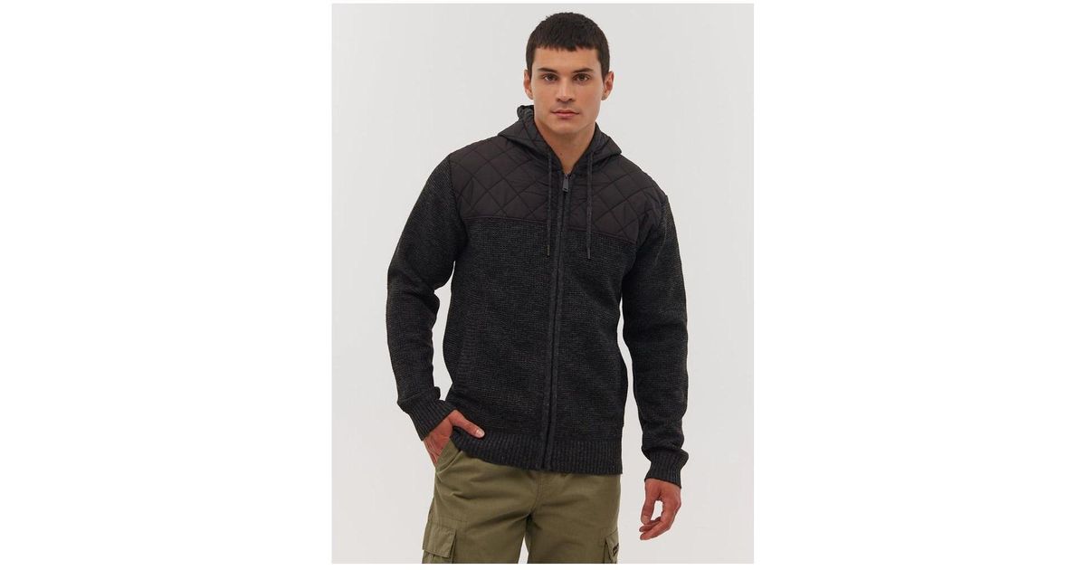 Bench DNA Kravitz Quilted Yoke Hooded Zip-up Sweater in Black for Men ...