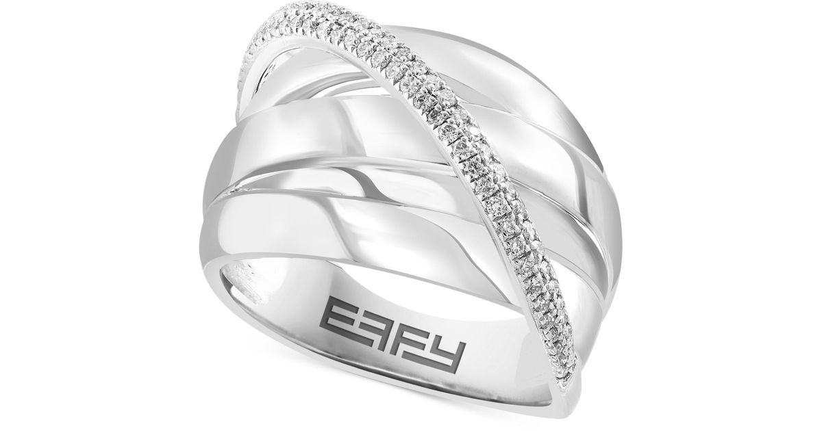 Effy Effy Diamond Crossover Multirow Ring (1/4 Ct. T.w. in Metallic | Lyst