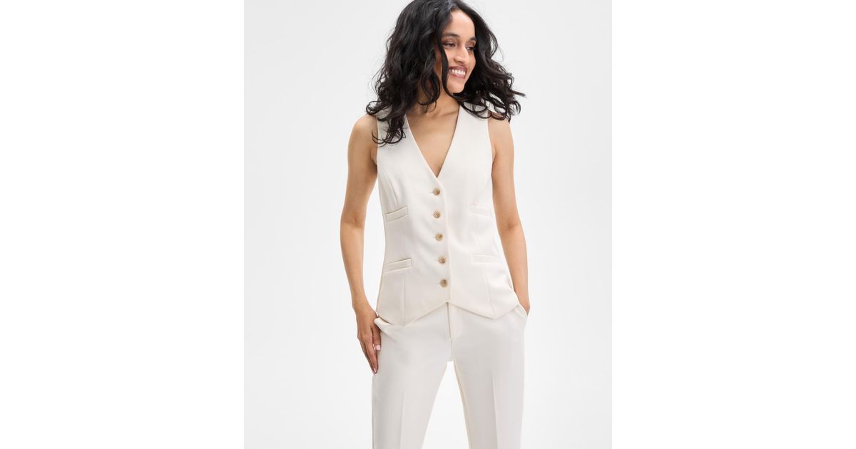 INC International Concepts Crepe Vest in White | Lyst