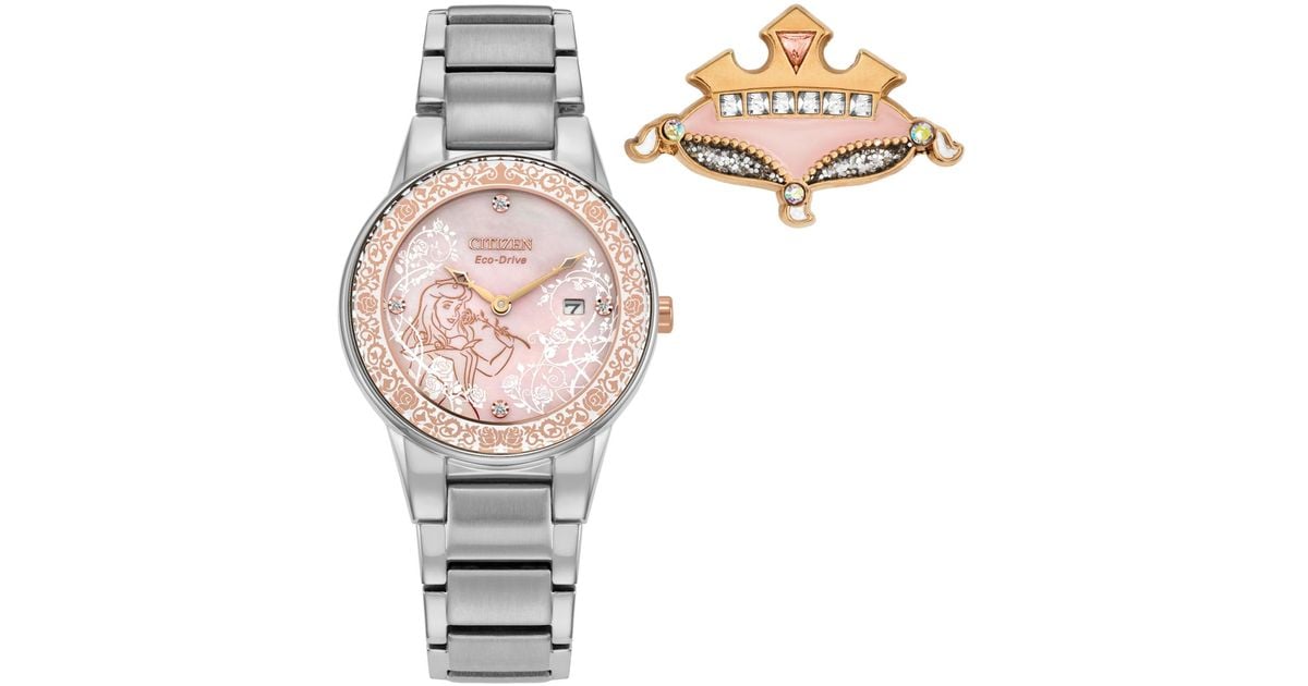 Citizen Eco-drive Disney Princess Sleeping Beauty Aurora Enchanted Stainless Steel Bracelet ...
