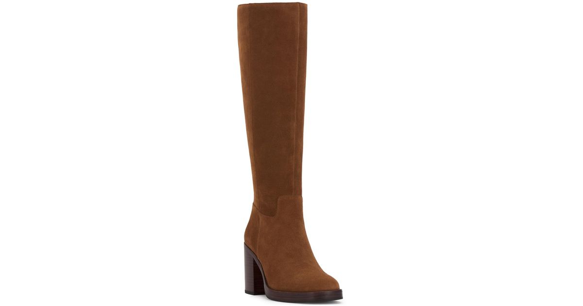 Vince Camuto Gibi Extra-wide-calf Platform Knee-high Boots in Brown | Lyst