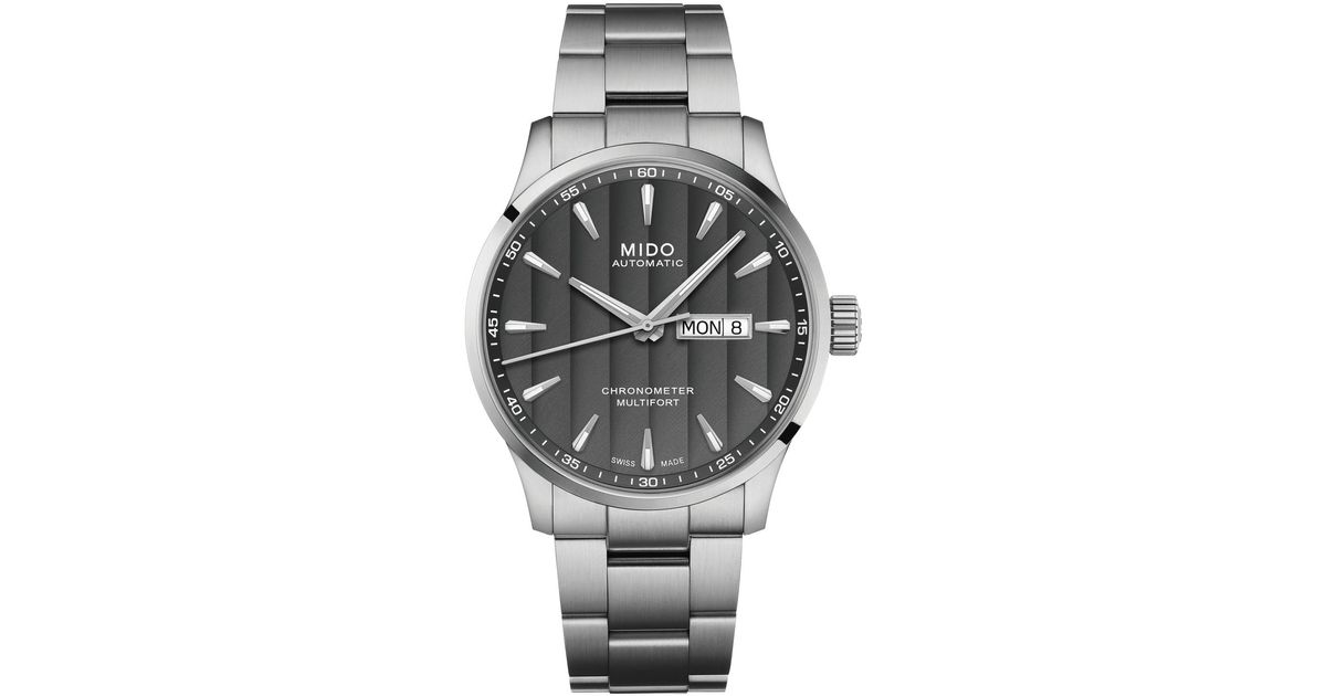 MIDO Swiss Automatic Multifort Chronometer Bracelet Watch 42mm in Gray ...