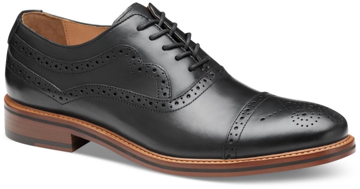 Johnston & Murphy Conrad 2.0 Wingtip Dress Shoe in Black for Men | Lyst