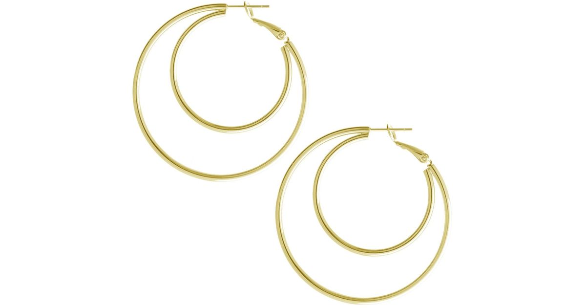 Essentials Large Double Row Omega Hoop in Metallic | Lyst