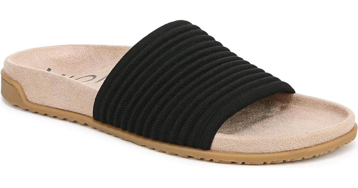 Vionic Evie Knit Slide Sandals in Black | Lyst