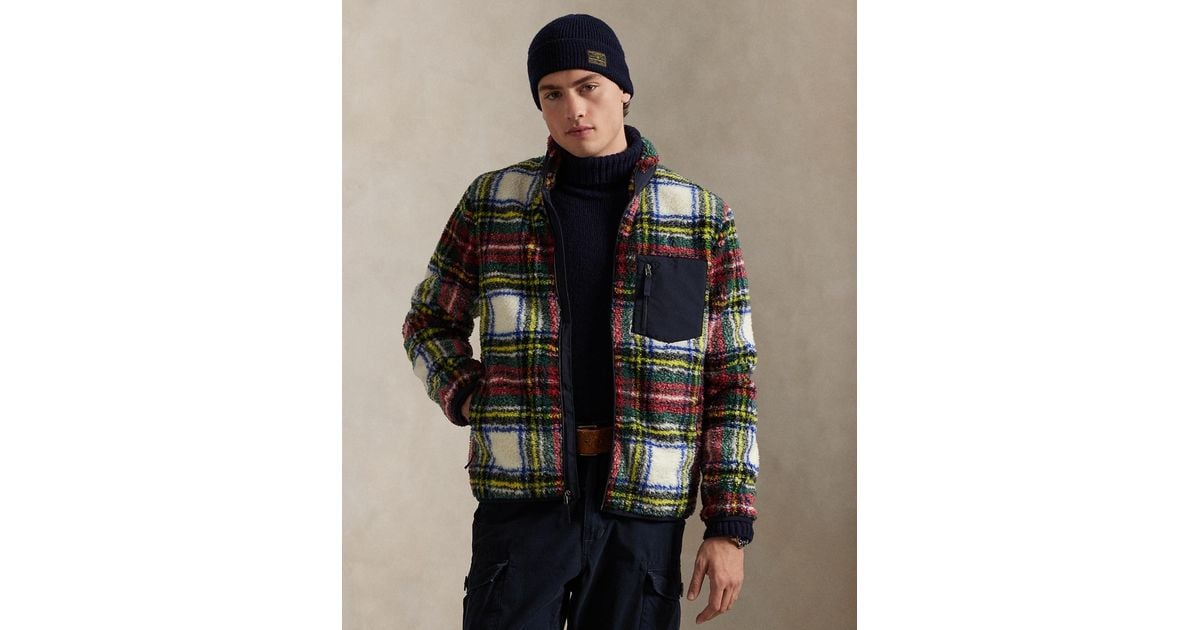 Polo Ralph Lauren Plaid Pile Fleece Hybrid Jacket in Brown for Men | Lyst