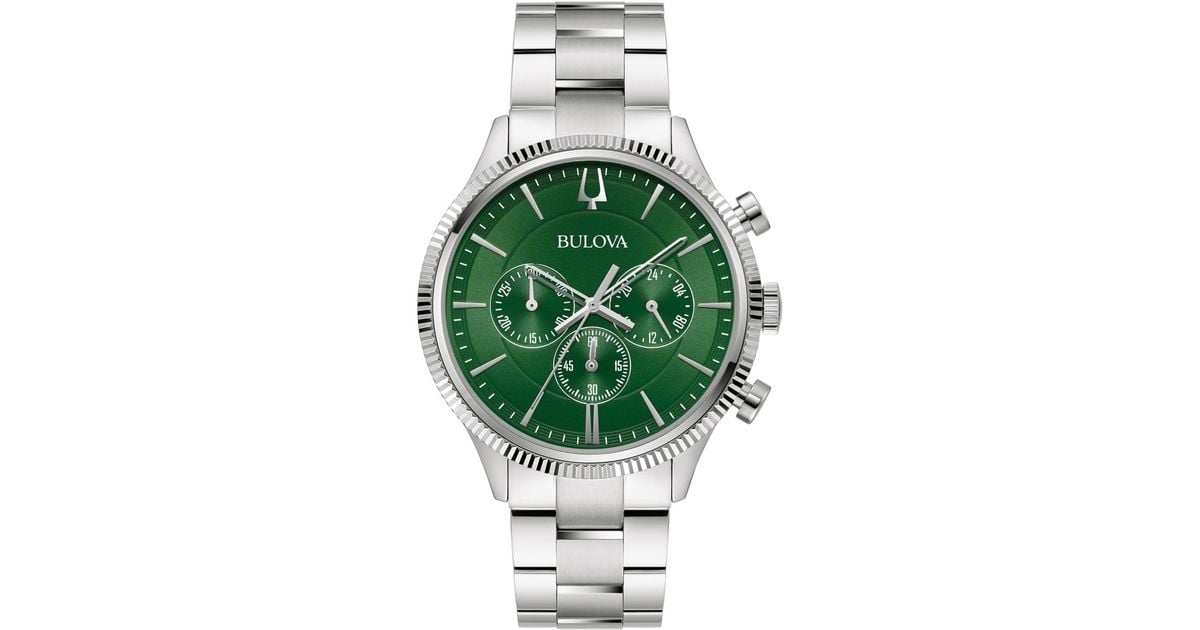 Bulova Chronograph Stainless Steel Bracelet Watch 42mm in Green for Men ...