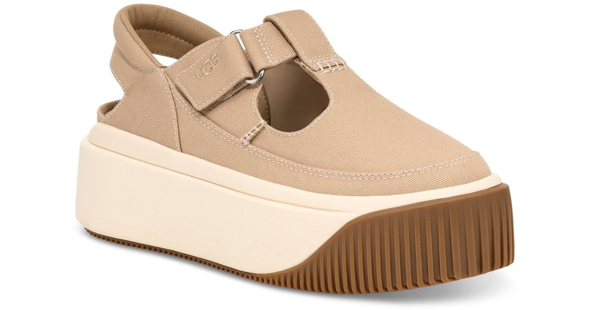 UGG Ez-duzzit T-strap Platform Flats in Natural | Lyst