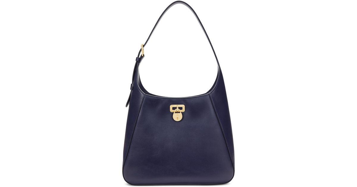 Ralph Lauren Leather Medium Tanner Shoulder Bag in Blue | Lyst