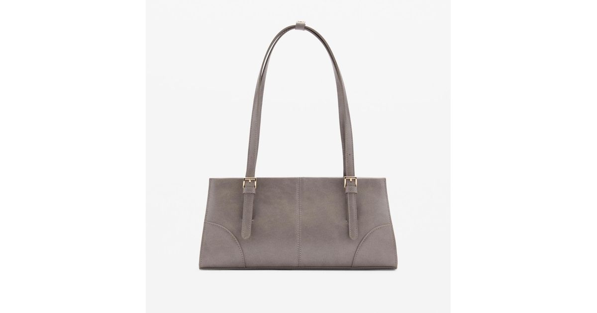 Mango Buckles Detail Shoulder Bag in Gray | Lyst