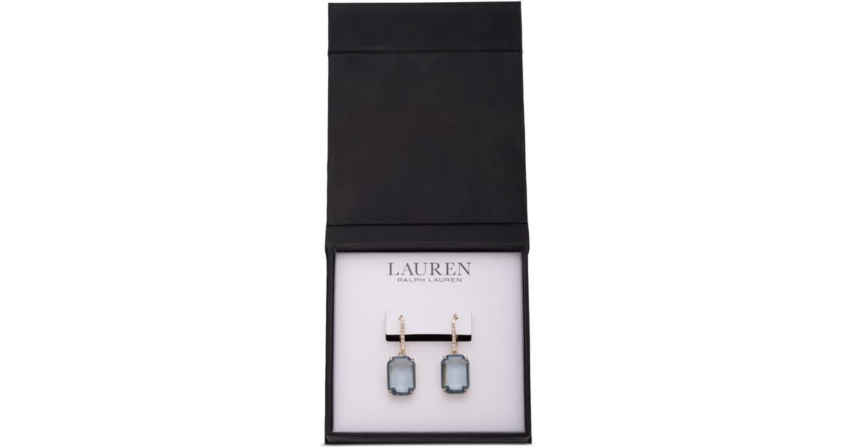 Ralph Lauren Gold-tone Octagon Stone Leverback Drop Earrings in Black ...