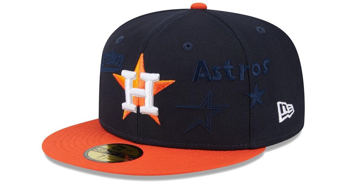 KTZ Navy/orange Houston Astros Multi Logo 59fifty Fitted Hat in Blue ...