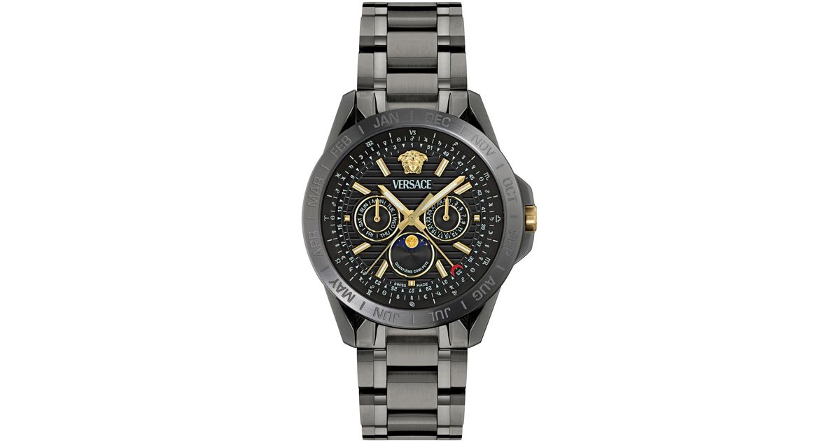 Versace Swiss V-galaxy Moonphase Metal Ion Plated Bracelet Watch 43mm ...