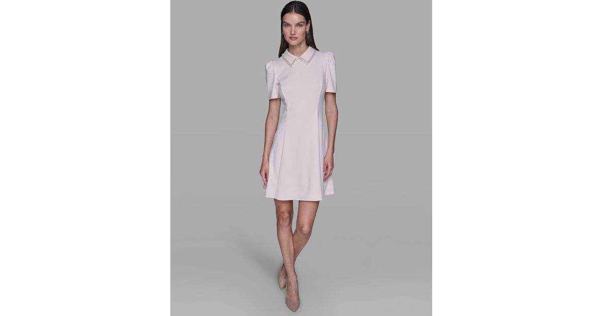 KARL LAGERFELD Embellished-collar Mini Dress | Lyst