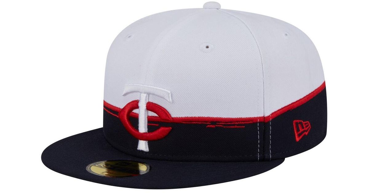 KTZ Navy/white Minnesota Twins Paint Stroke 59fiftyâ Fitted Hat for Men ...