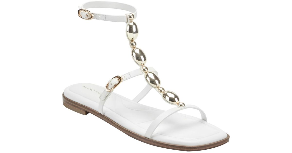Marc Fisher Folai Gladiator Flat Sandals in White | Lyst