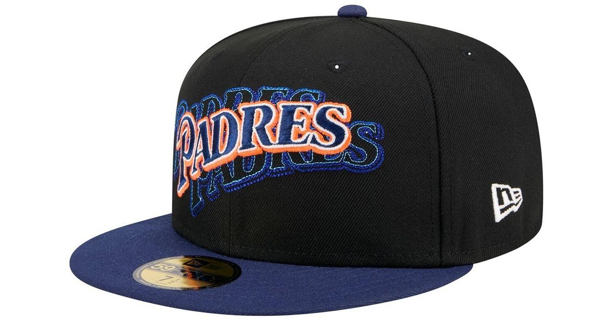 KTZ San Diego Padres Shadow Stitch 59fifty Fitted Hat in Blue for Men ...