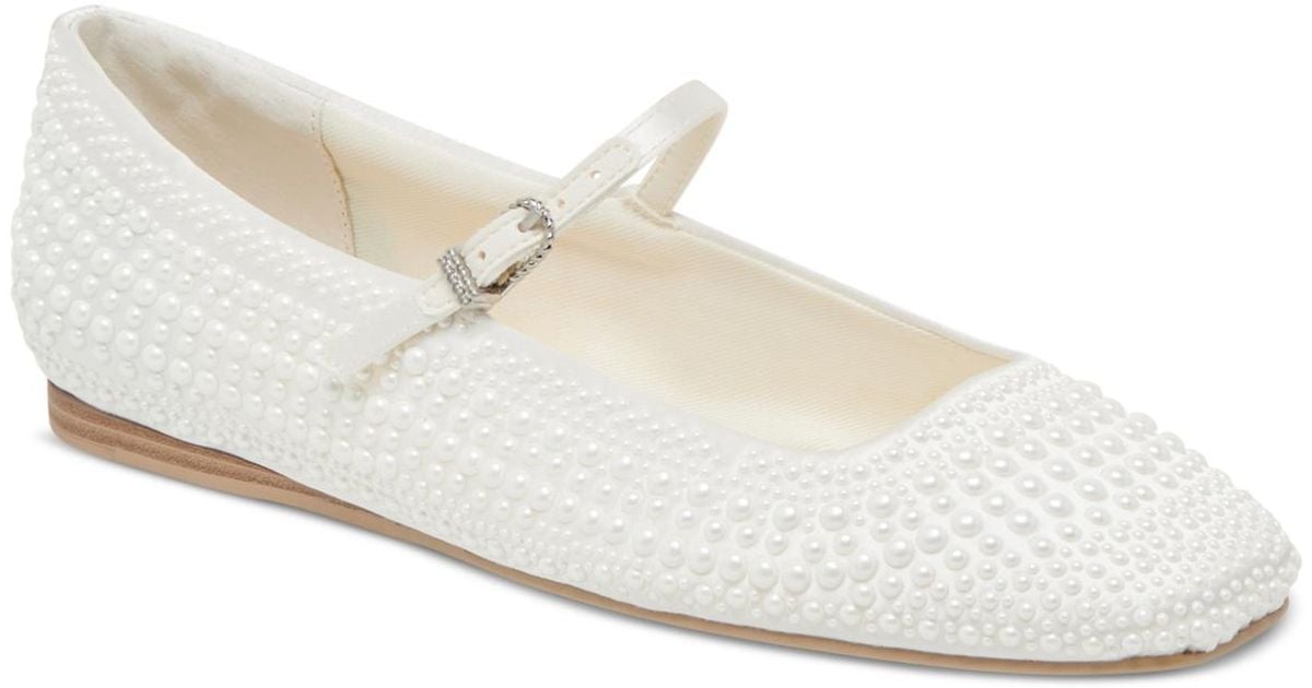 Dolce Vita Reyes Pearl Square-toe Mary Jane Flats in White | Lyst