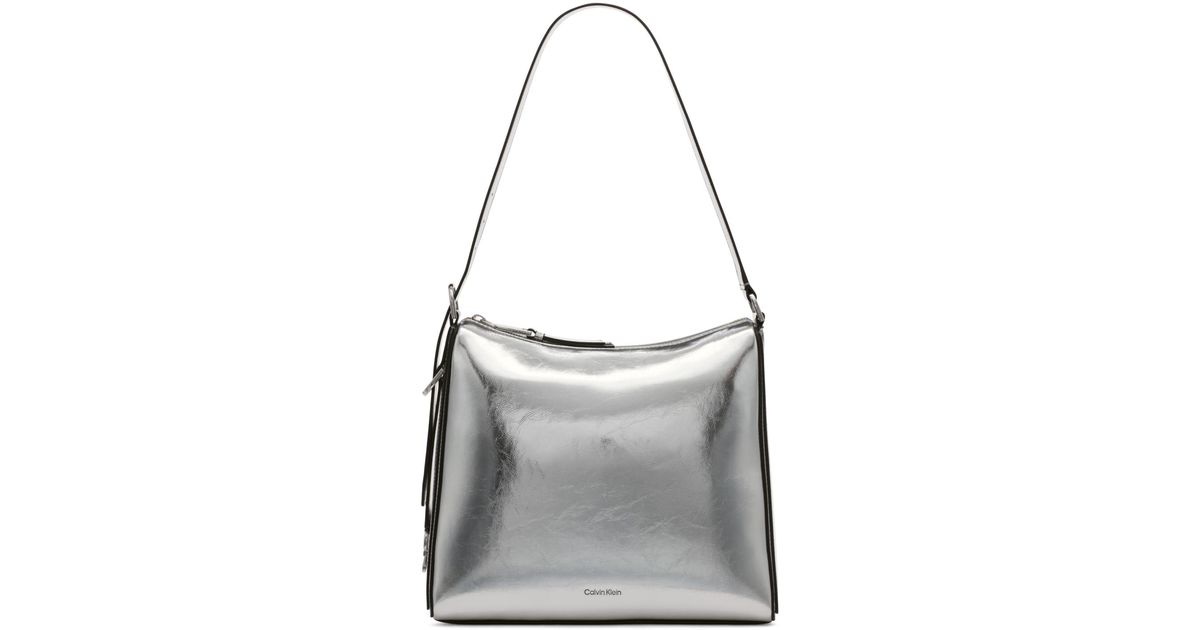 Calvin Klein Mandy Metallic Shoulder in Gray | Lyst