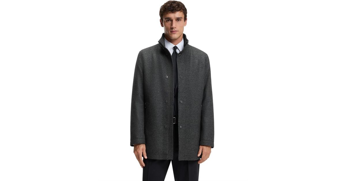 BOSS Boss By Relaxed-fit Wool-blend Coat in Gray for Men | Lyst