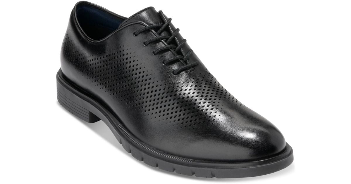 Cole Haan Grandflex Dress Laser Oxford Shoe in Black for Men | Lyst
