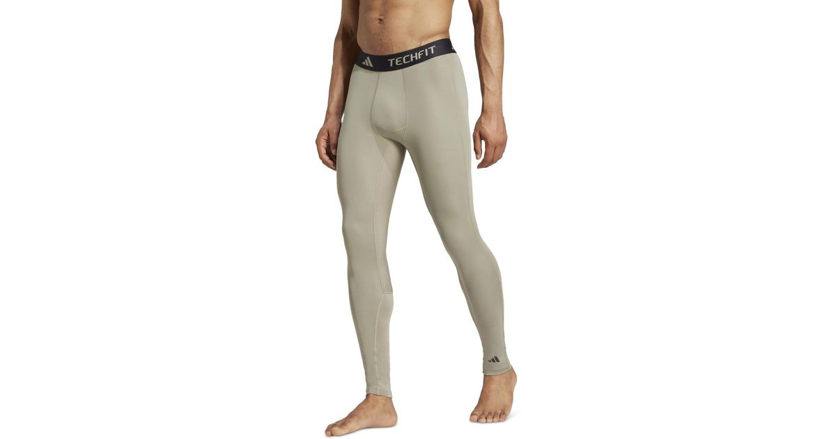 adidas Tech-fit Tf Long Compression Tights in Natural for Men | Lyst