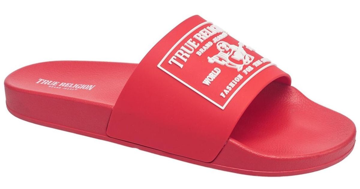 True Religion Kendrick Logo Slide in Red | Lyst