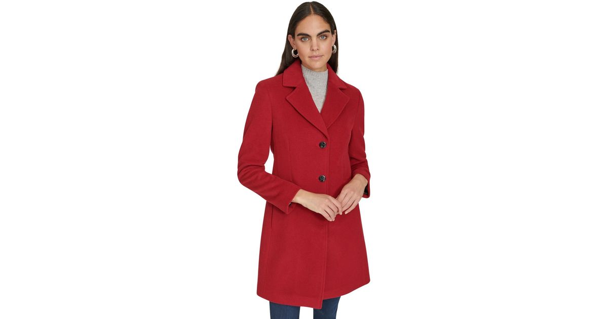 Calvin Klein Single-breasted Wool Blend Coat in Red | Lyst