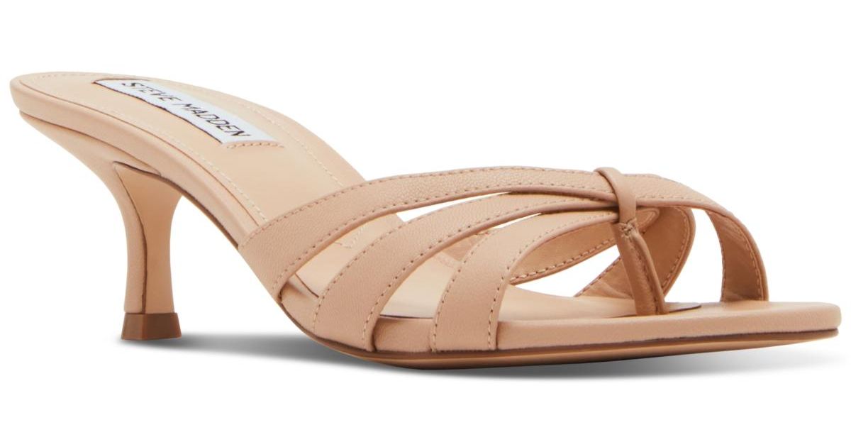 Steve Madden Cary Strappy Kitten-heel Mule Sandals in Natural | Lyst