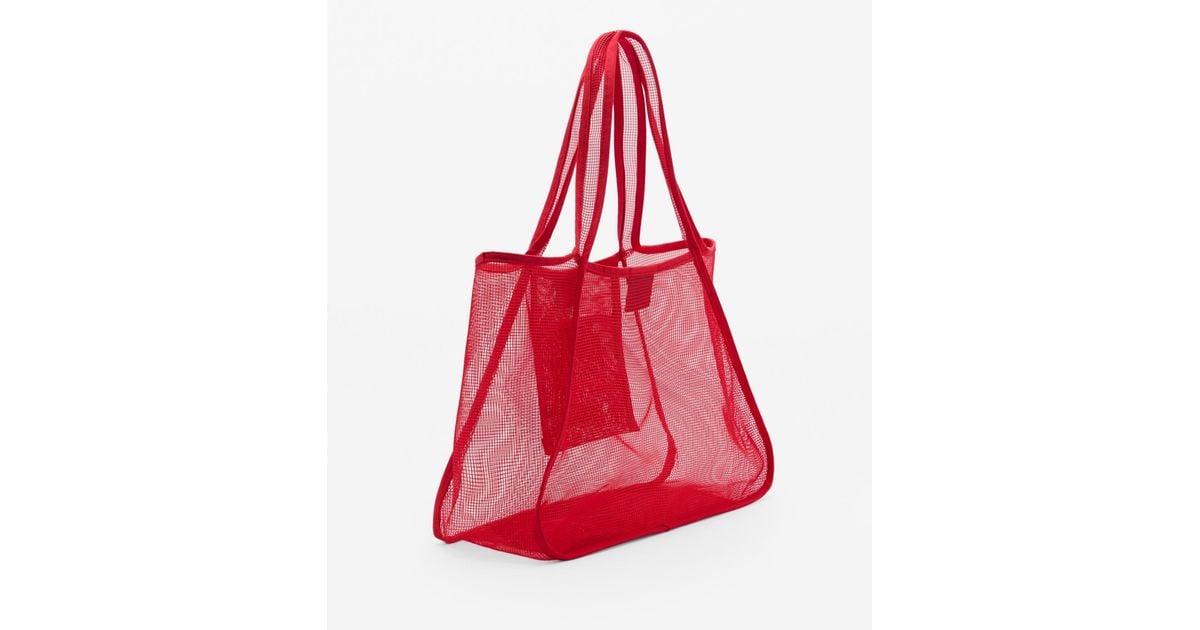 Mango Mesh Shopper Bag in Red | Lyst